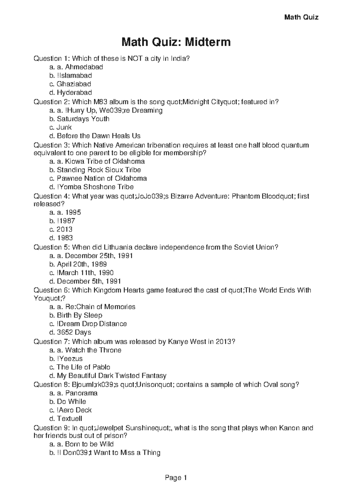 Math Quiz Problems 7 - Please give your document a descriptive and ...