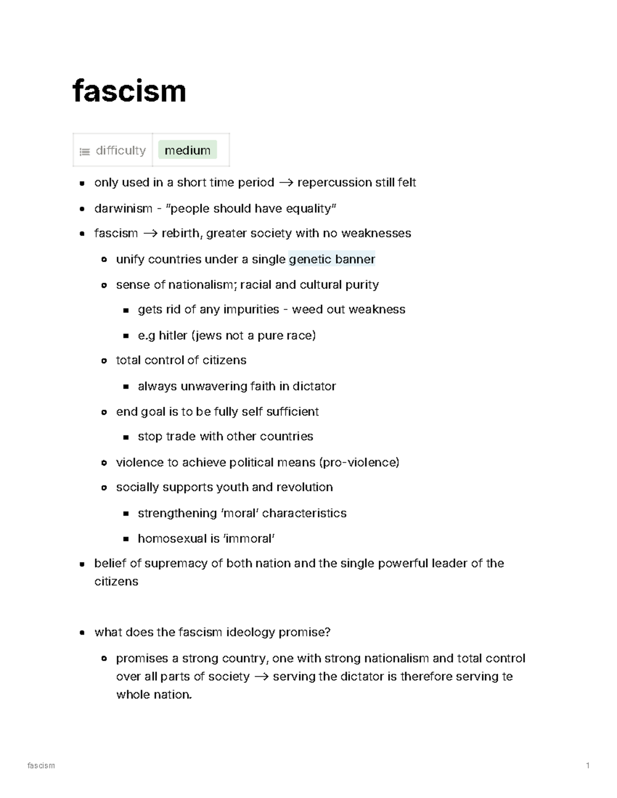 Fascism research - notes on fascist regimes useful for texts such as V ...