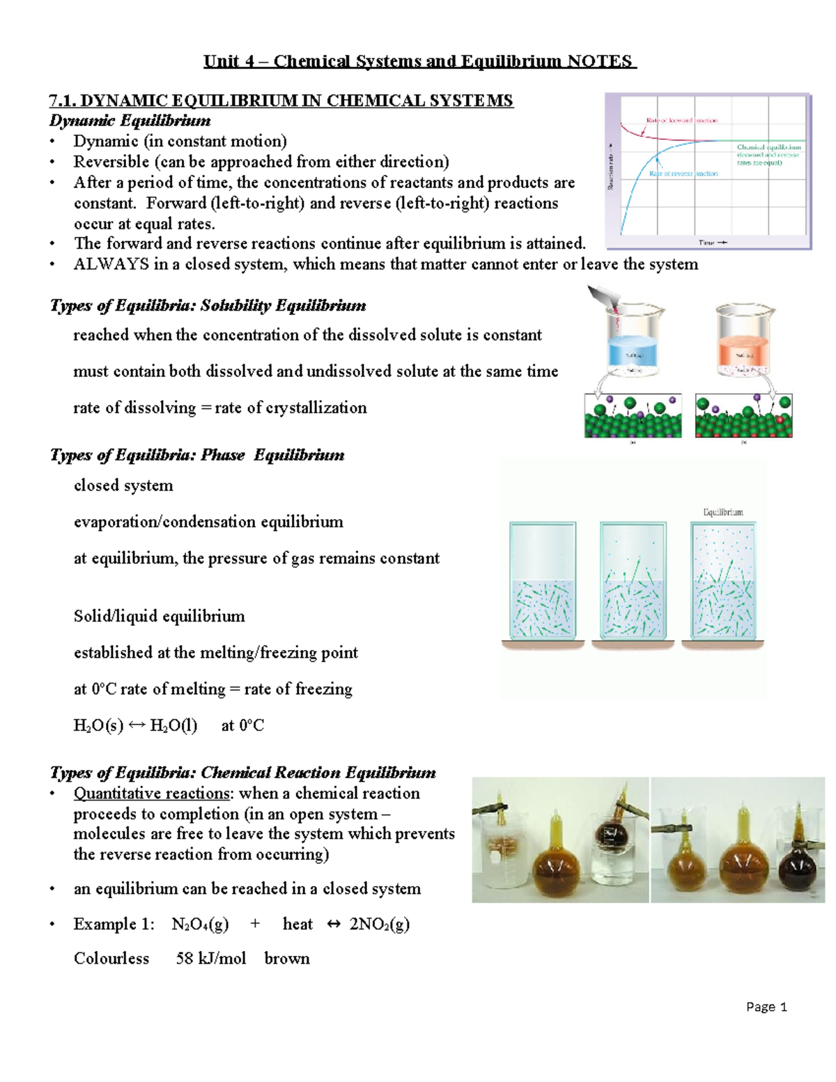 01 Unit 4 Notes - Unit 4 – Chemical Systems and Equilibrium NOTES 7 ...