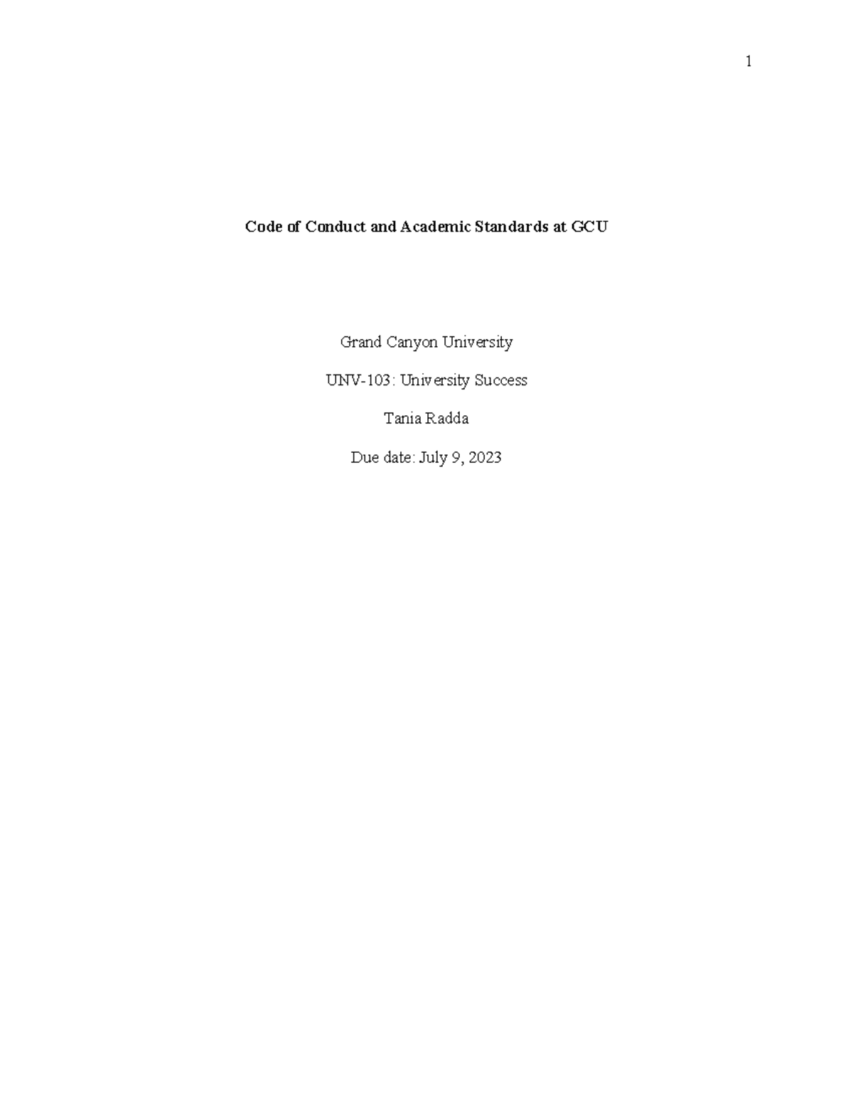 GCU apa7ed - APA formatted essay for homework in 7th edition - UNV-103 ...