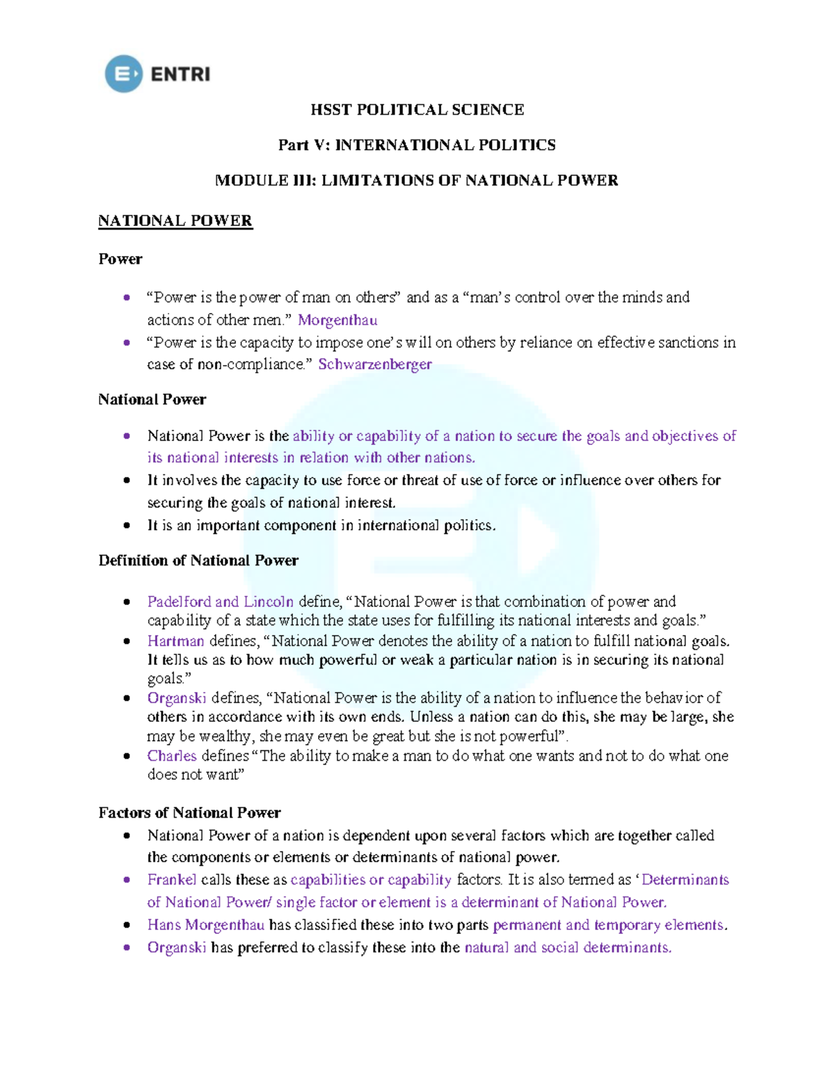 National power 2 - HSST POLITICAL SCIENCE Part V: INTERNATIONAL ...
