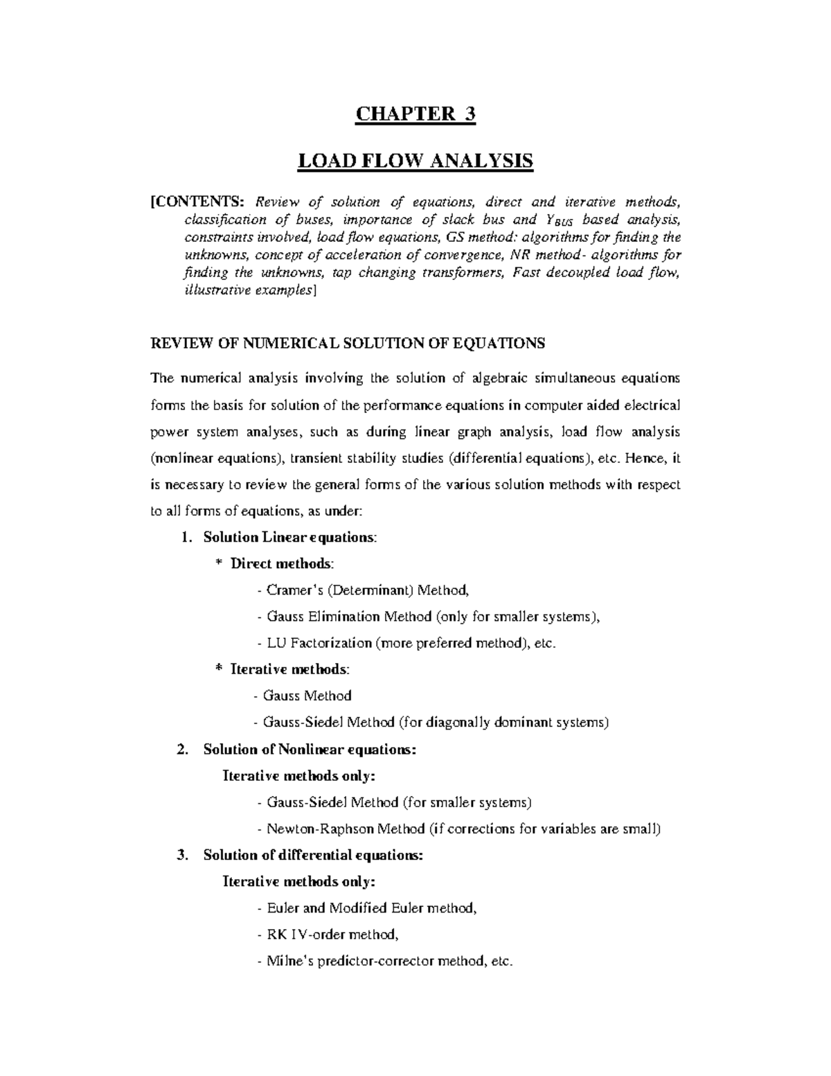 Load-Flow dengan Gauss Seidel dan Newton Raphson - CHAPTER 3 LOAD FLOW ANALYSIS [CONTENTS ...