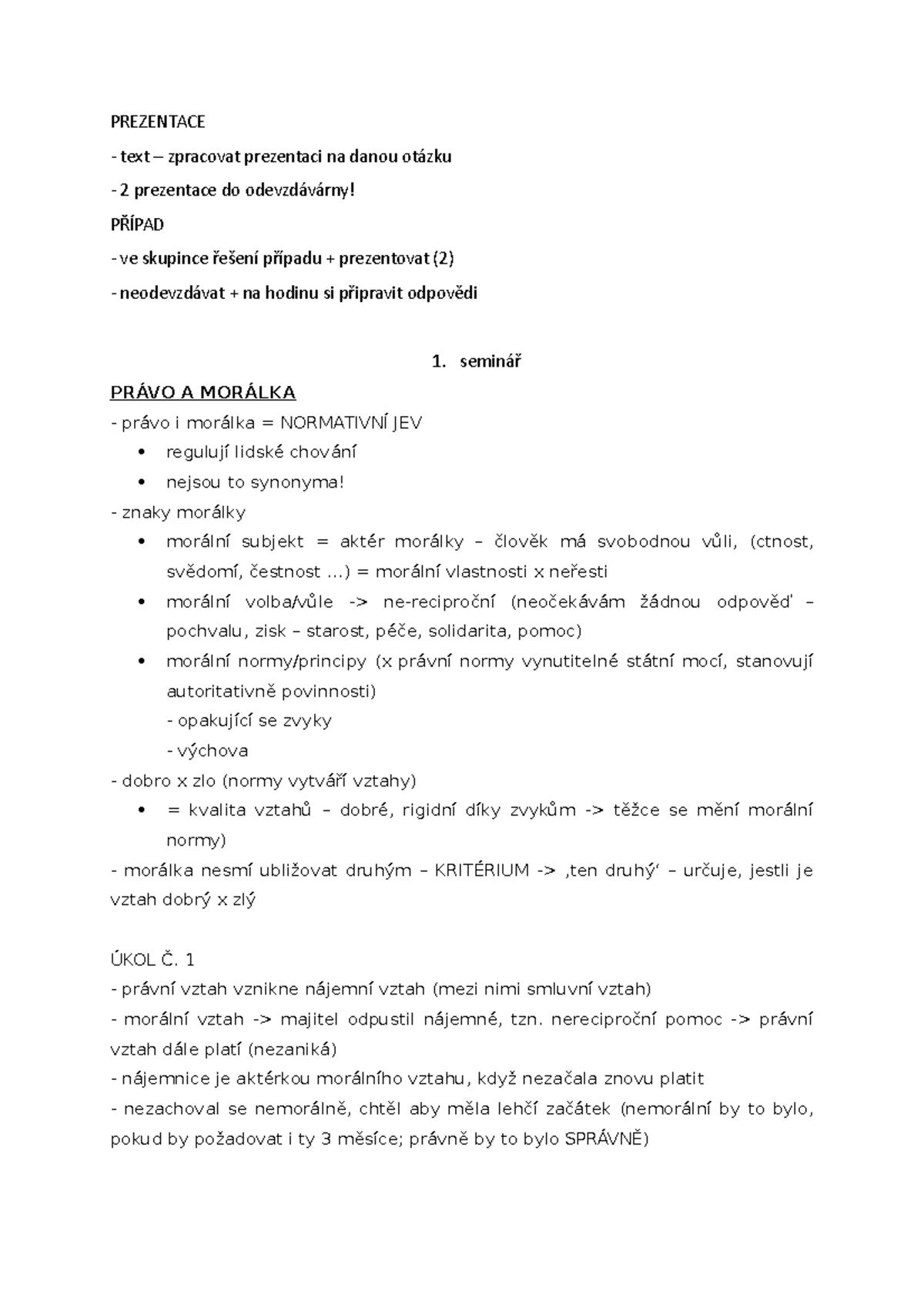 SemináŘE - poznámky - Poznámky ze seminářů. - PREZENTACE - text ...