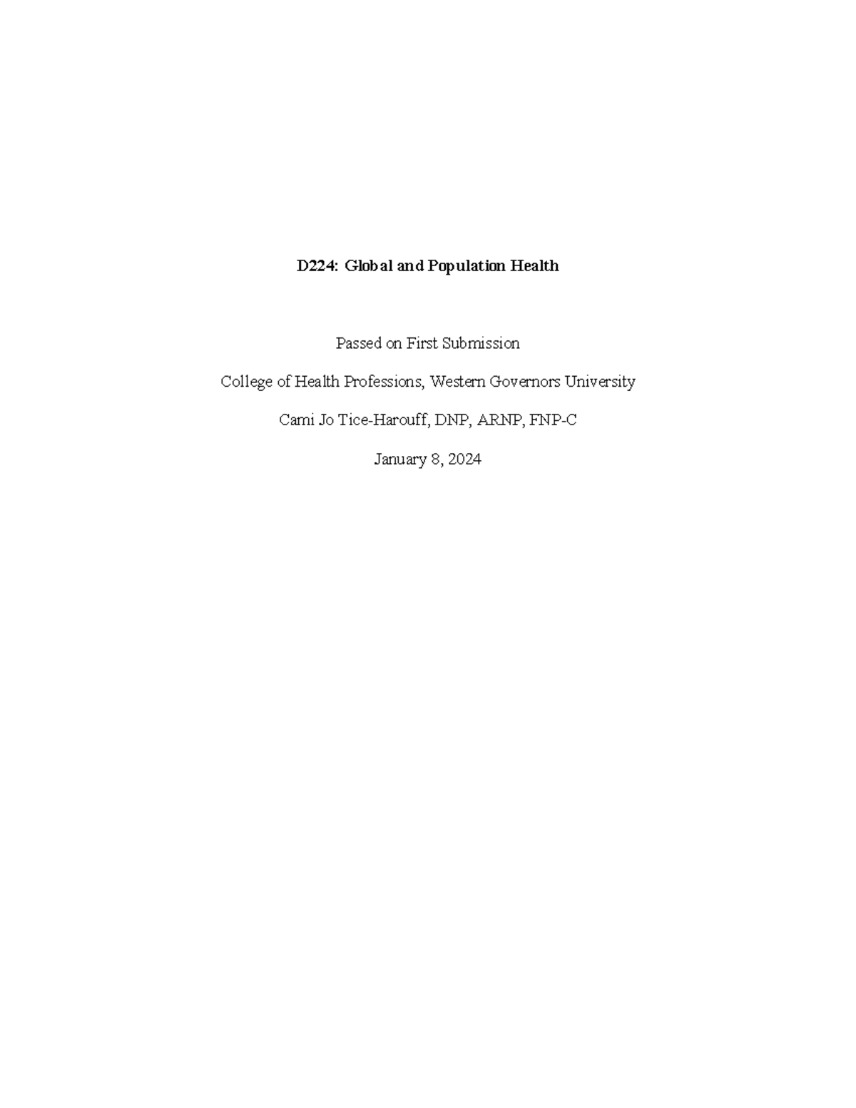 D224 NJM1 Global Hlth studoc - D224: Global and Population Health ...