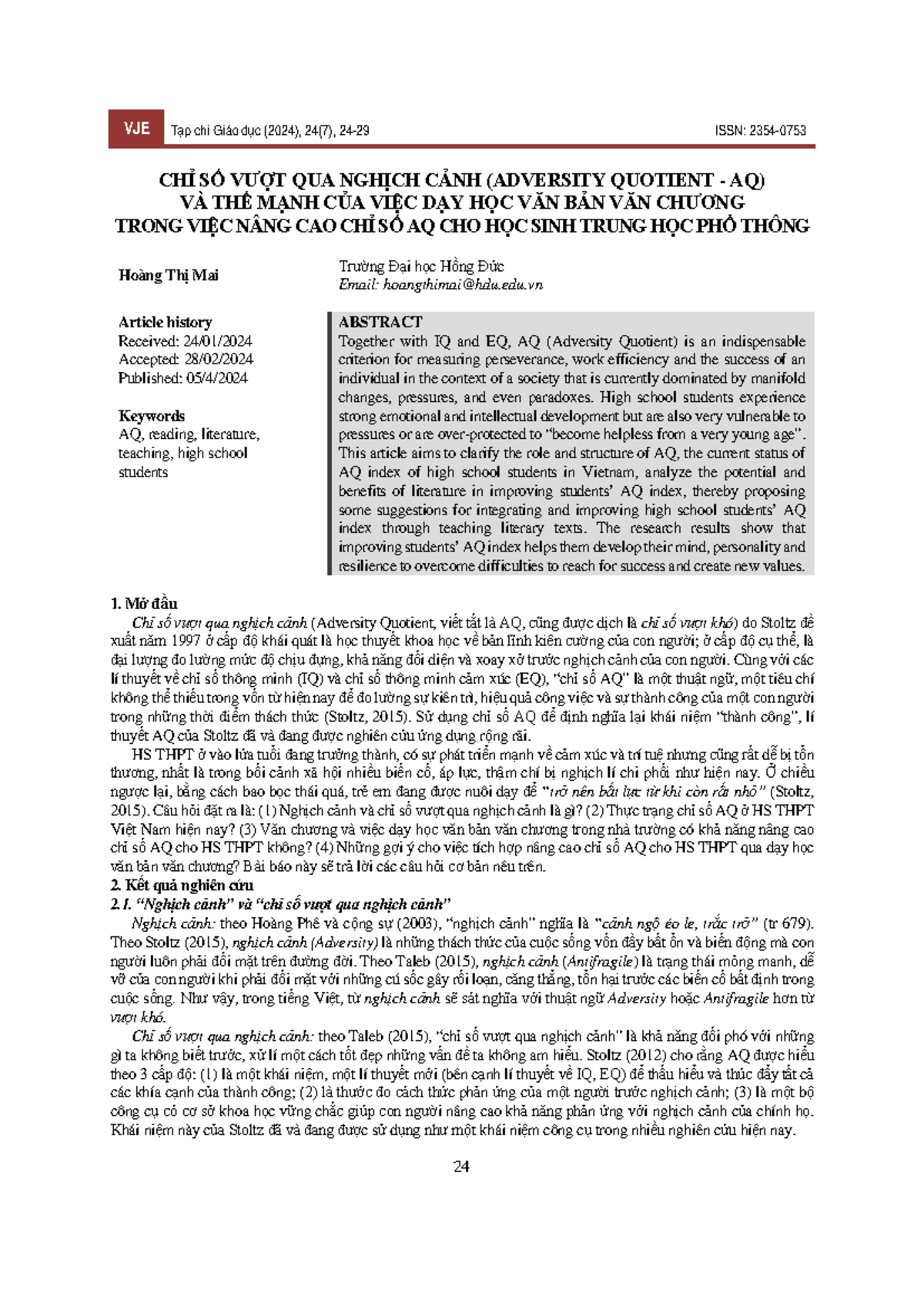 Ch s vt qua nghch cnh adversity quotient aq v th mnh ca vic dy hc vn bn vn chng trong vic nng ...