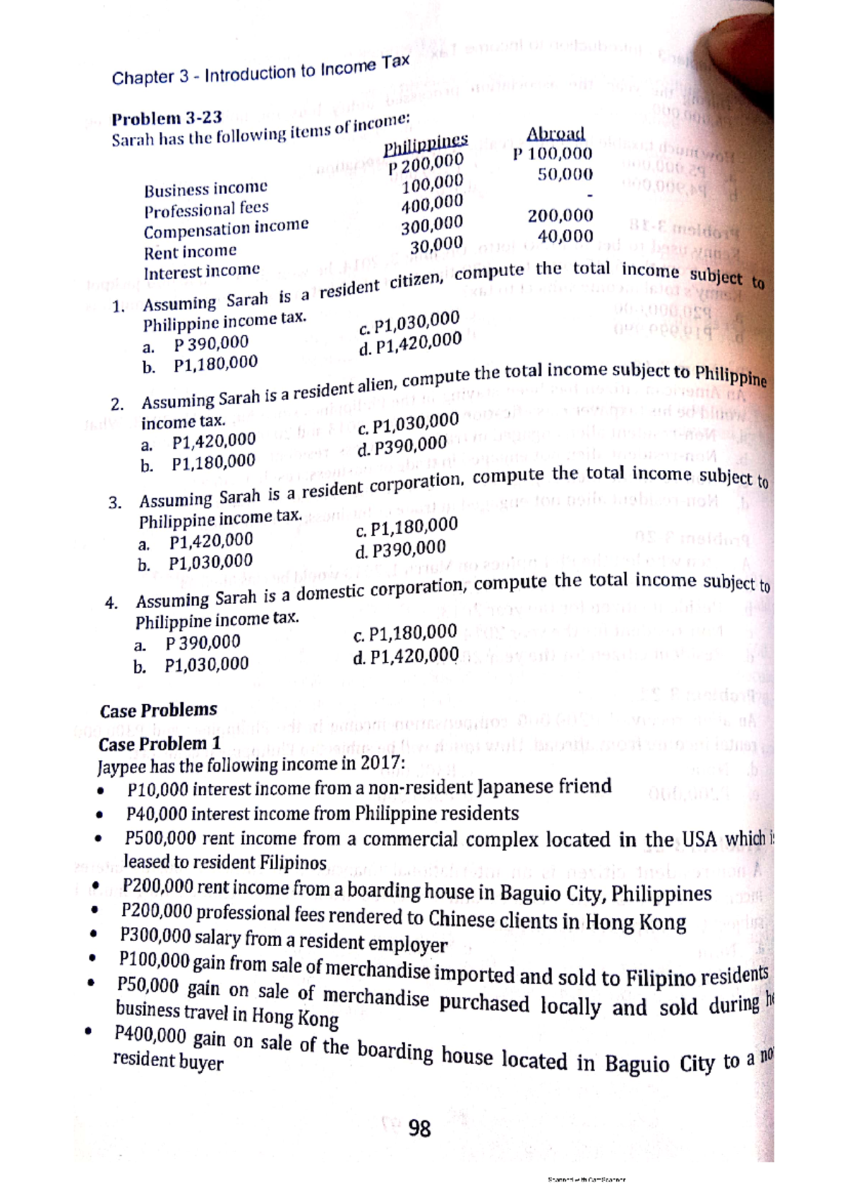 Income-tax-exercises for students - Income Taxation - Studocu