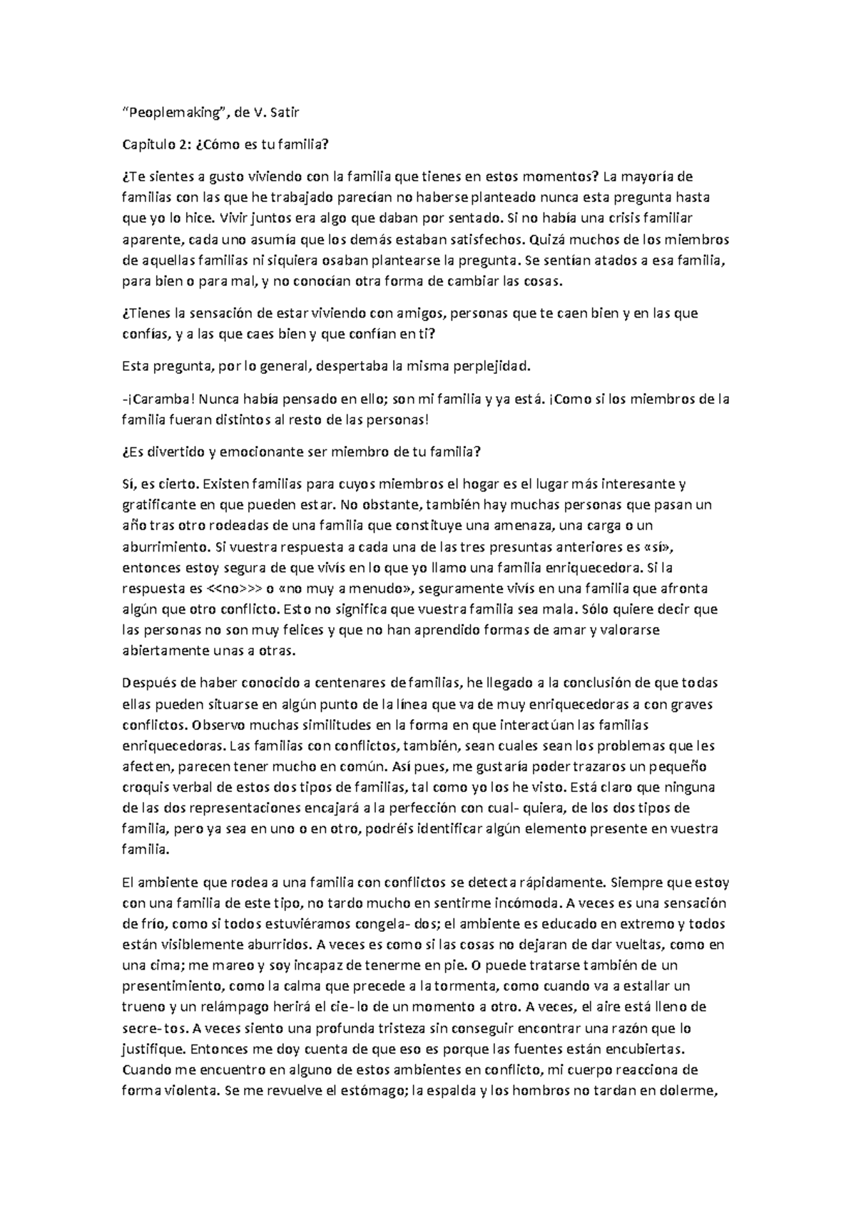 Peoplemaking capitulo 2 - “Peoplemaking”, de V. Satir Capitulo 2: ¿Cómo ...