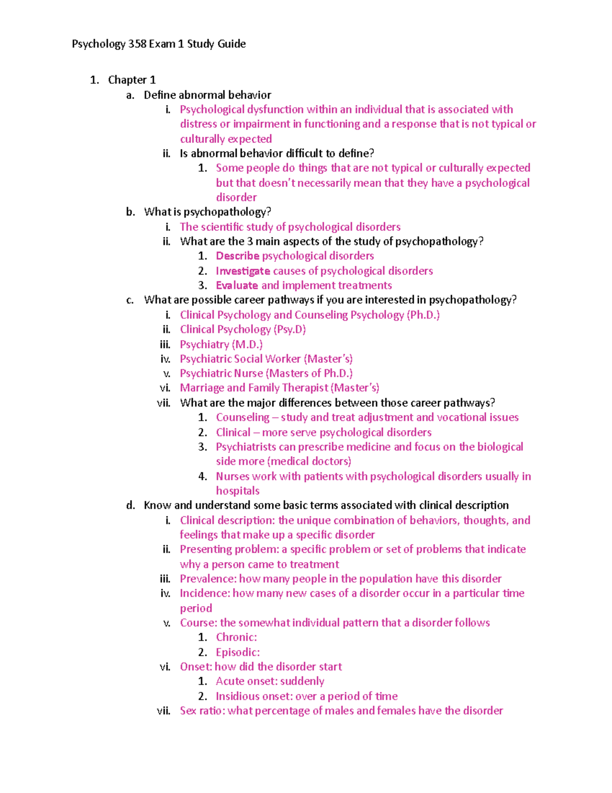 PY 358 SG Lecture Notes Exam 1 Lectures Chapter 1 A Define Abnormal Behavior I py-358-sg-lecture-notes-exam-1-lectures-chapter-1-a-define-abnormal-behavior-i