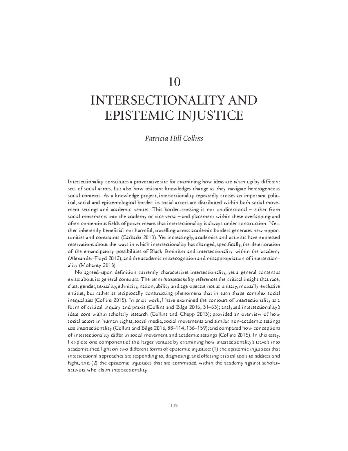 Collins-intersectionality and epistemic injustice - Intersectionality ...