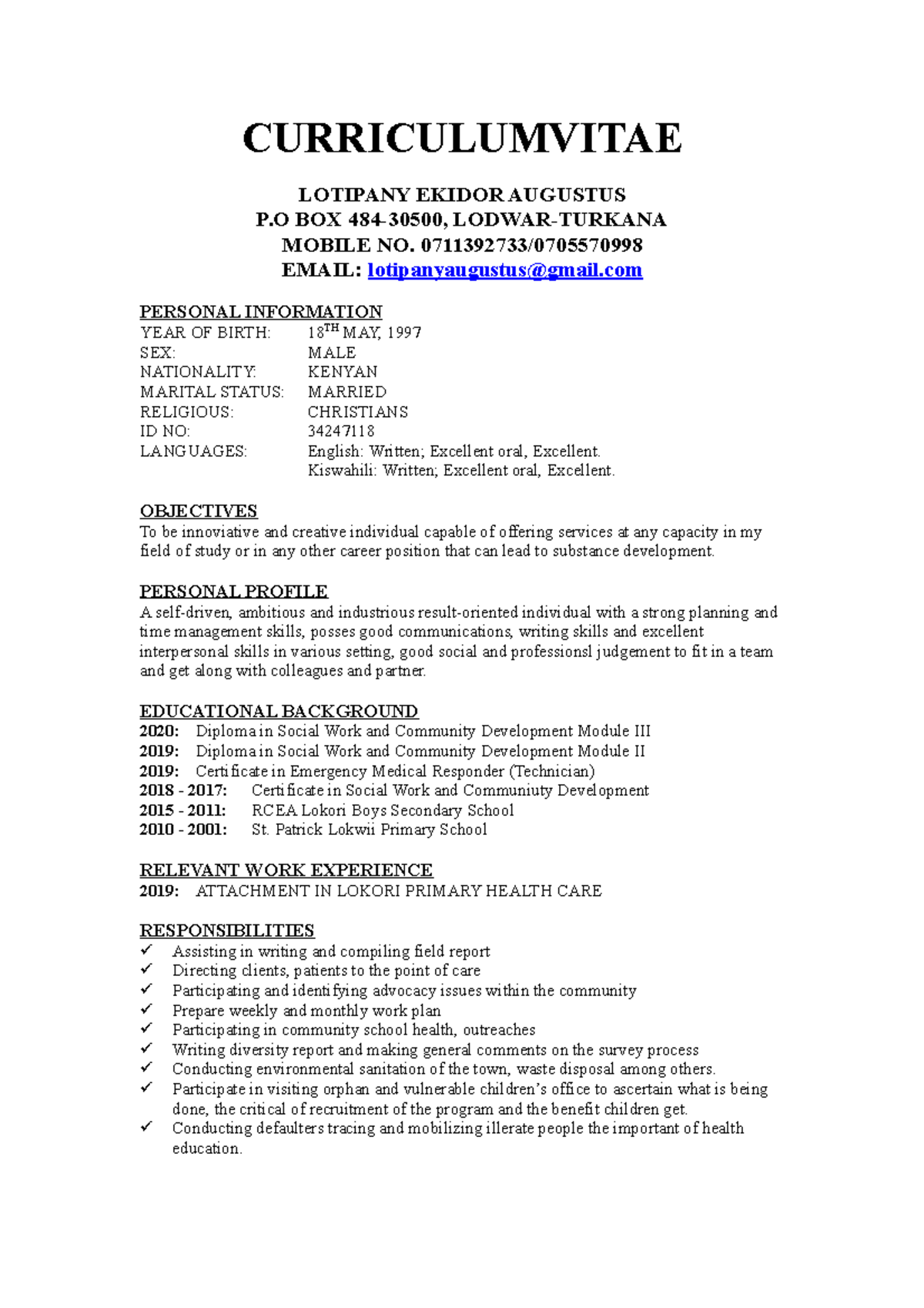 Lotipany Curriculumvitae - CURRICULUMVITAE LOTIPANY EKIDOR AUGUSTUS P ...