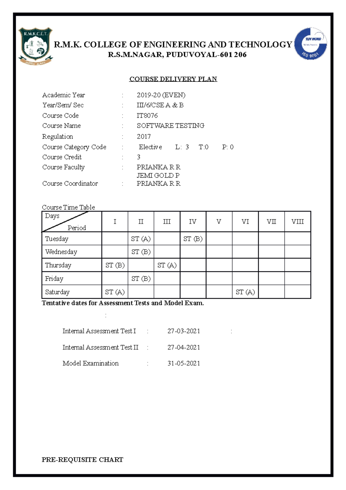 Course Delivery PLAN ST 2020-21 EVEN - R.M. COLLEGE OF ENGINEERING AND ...