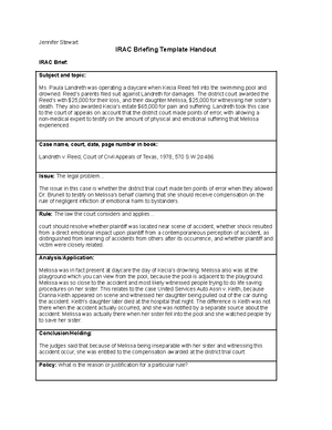 USAA v. Keith Revision - Jennifer Stewart IRAC Briefing Template ...