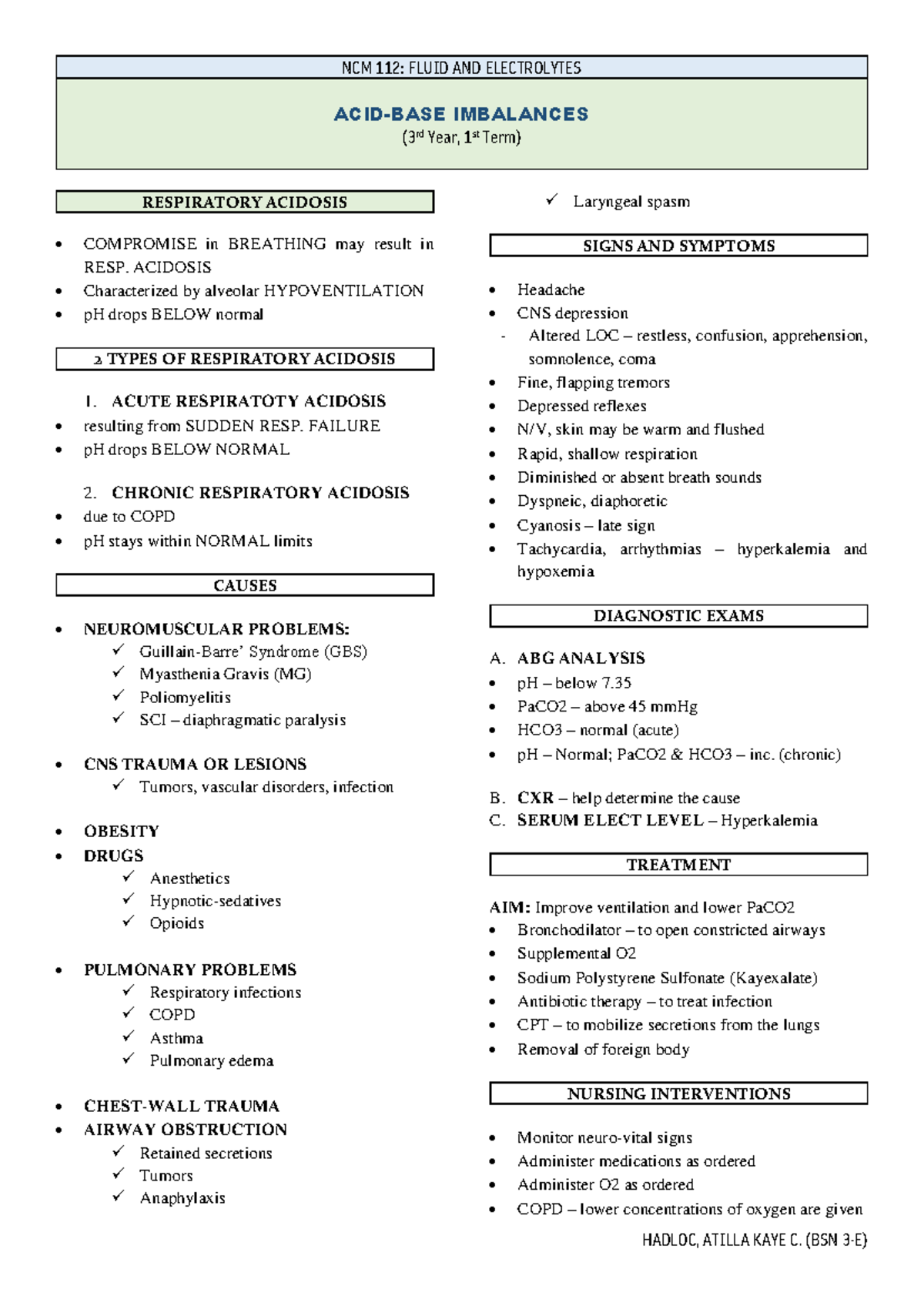 Acid Base - MS Notes - NCM 112: FLUID AND ELECTROLYTES ACID-BASE ...