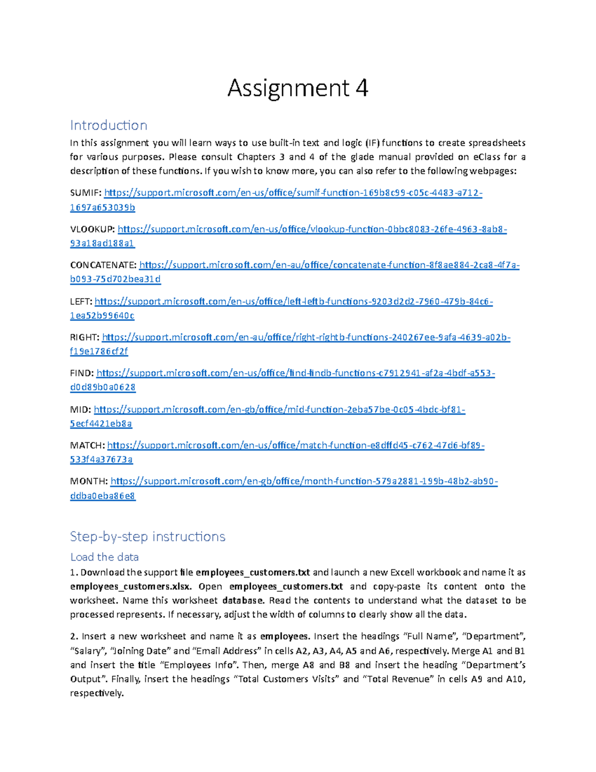 Assignment 4: Guide to Using IF and Text Functions in Excel - Assignment 4 Introduction In this ...