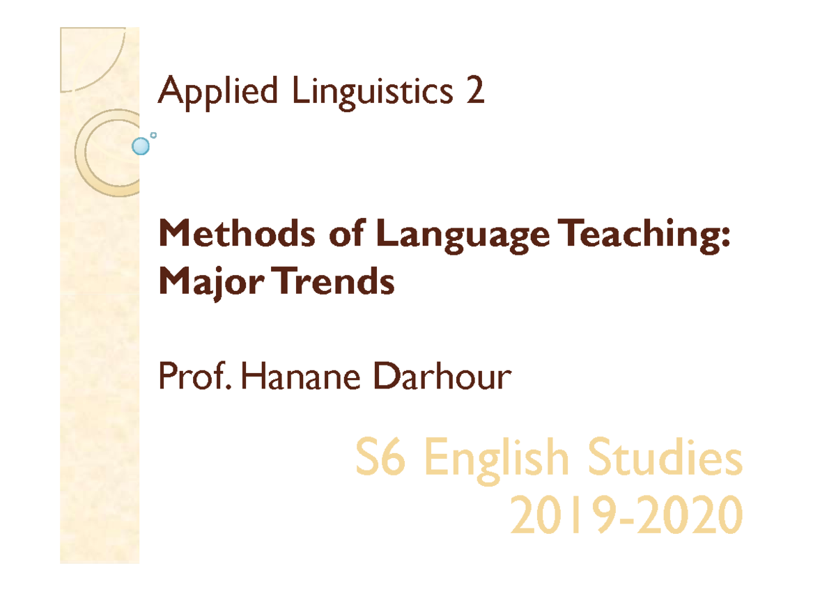 Language Teaching Methods 2 - Applied Linguistics 2Applied Linguistics ...