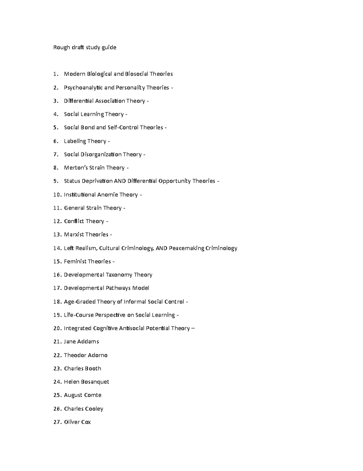 Rough draft study guide - Rough draft study guide Modern Biological and ...