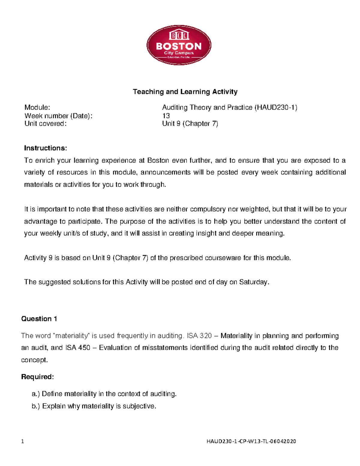 HAUD230-1-TL-Week13, Unit9, Chapter 7- MS - Teaching and Learning ...