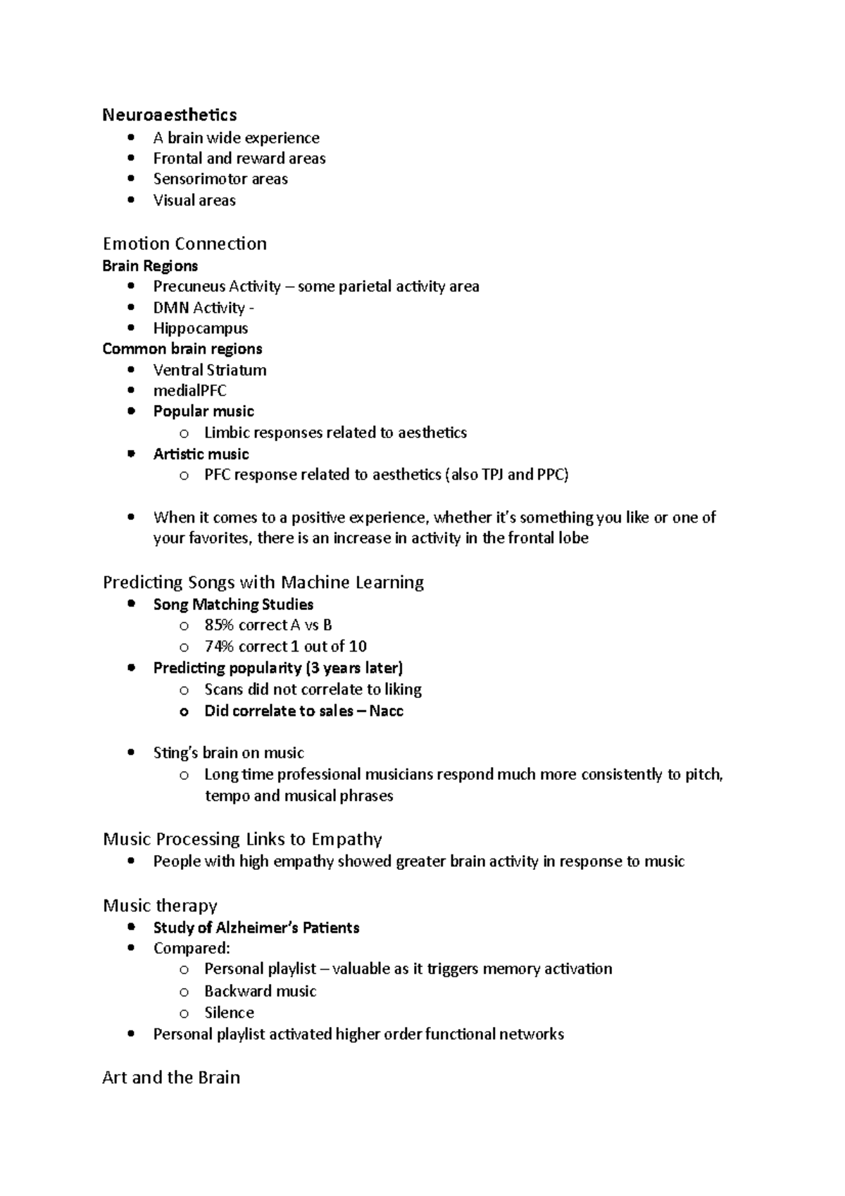 Neuroaesthetics - Exploring Neuroscience - Neuroaesthetics A brain wide ...