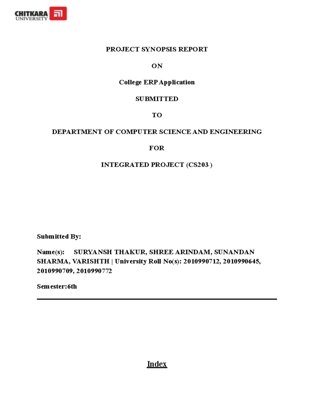 Project IP Synopsis - RFD - PROJECT SYNOPSIS REPORT ON College ERP ...