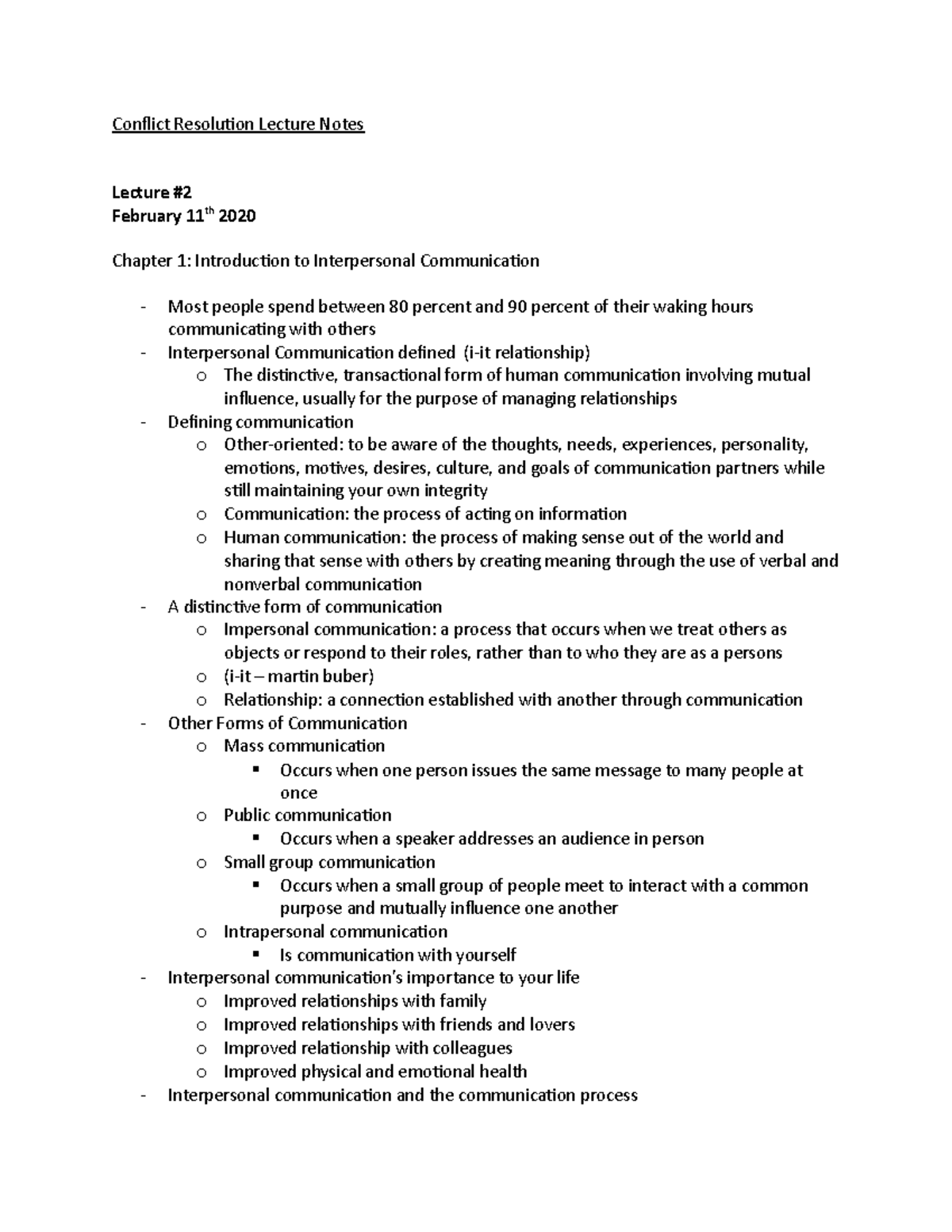 LN Conflict Resolution Graduate Class - notes from class including test ...