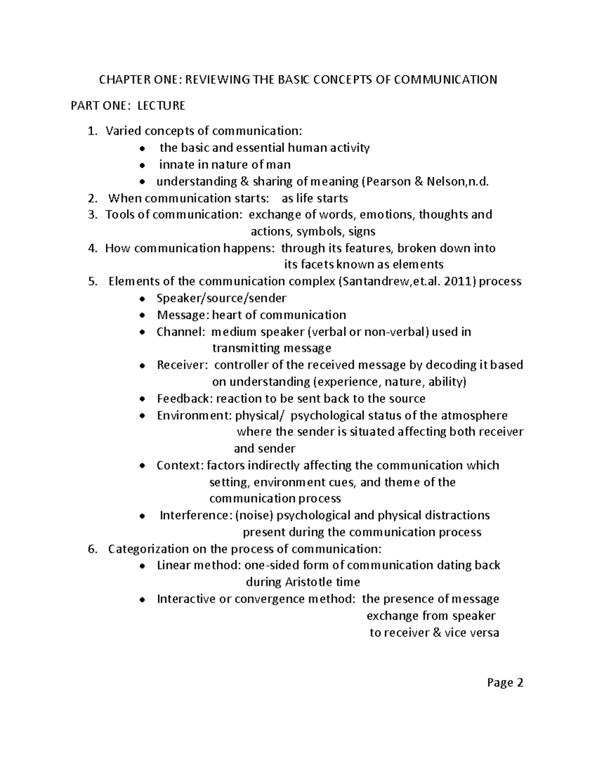 Purcom 3 - PURPOSIVE COMMUNICATION - CHAPTER ONE: REVIEWING THE BASIC CONCEPTS OF COMMUNICATION ...