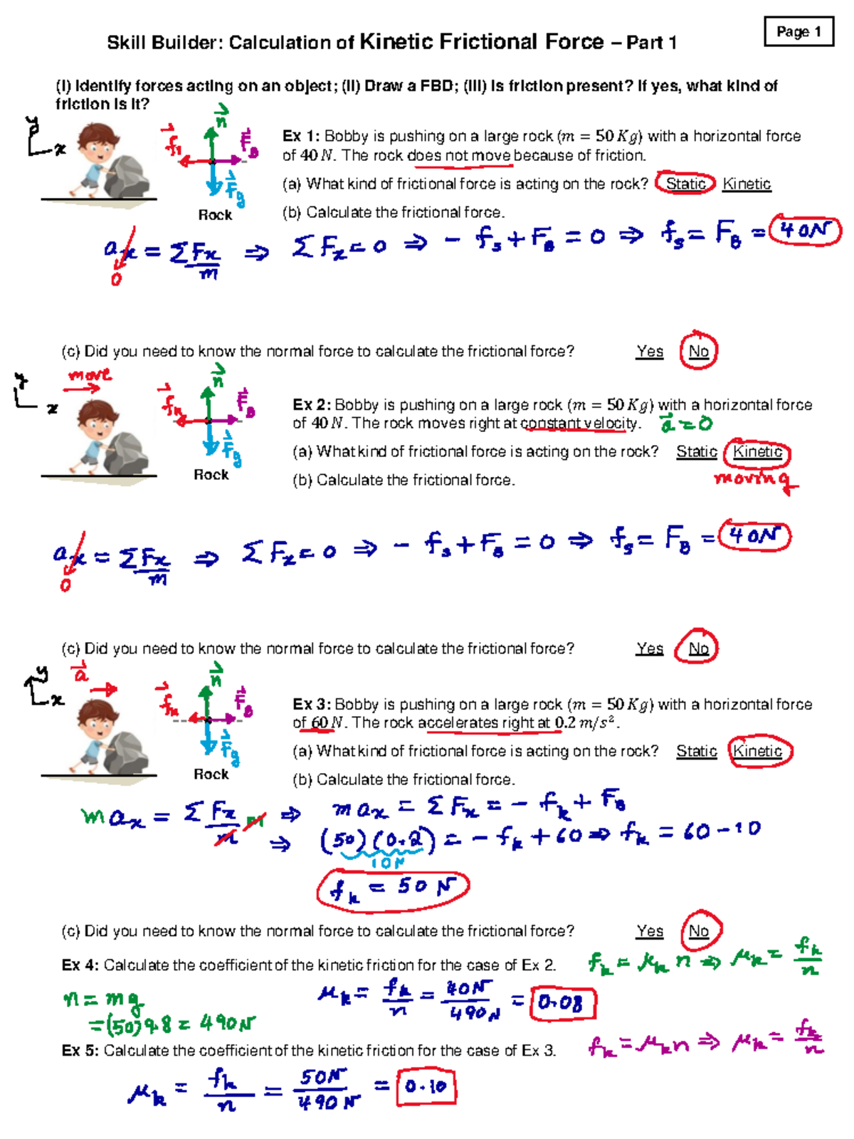 Fk Calc Skill Sp20 Solution - Skill Builder: Calculation of Kinetic Frictional Force – Part 1 ...