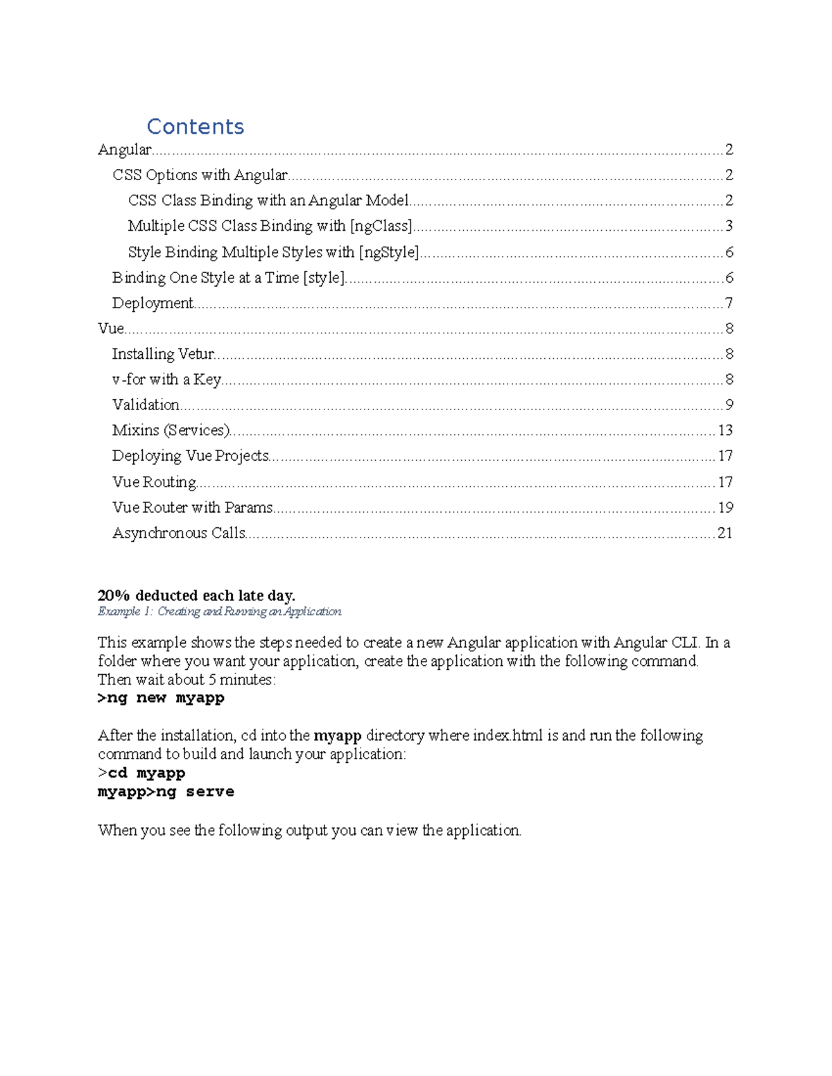 Inclass 5 Angular - In class Assignments - Contents - Studocu