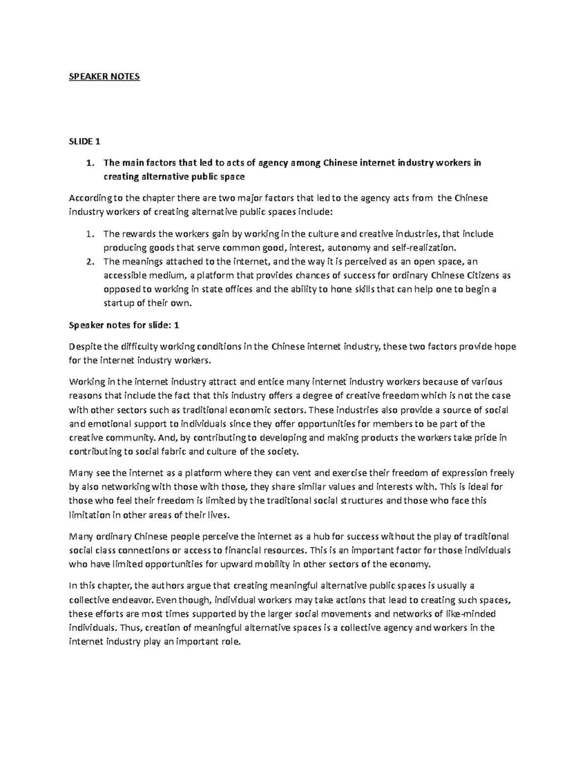 Speaker Notes - KENYA - SPEAKER NOTES SLIDE 1 The main factors that led ...