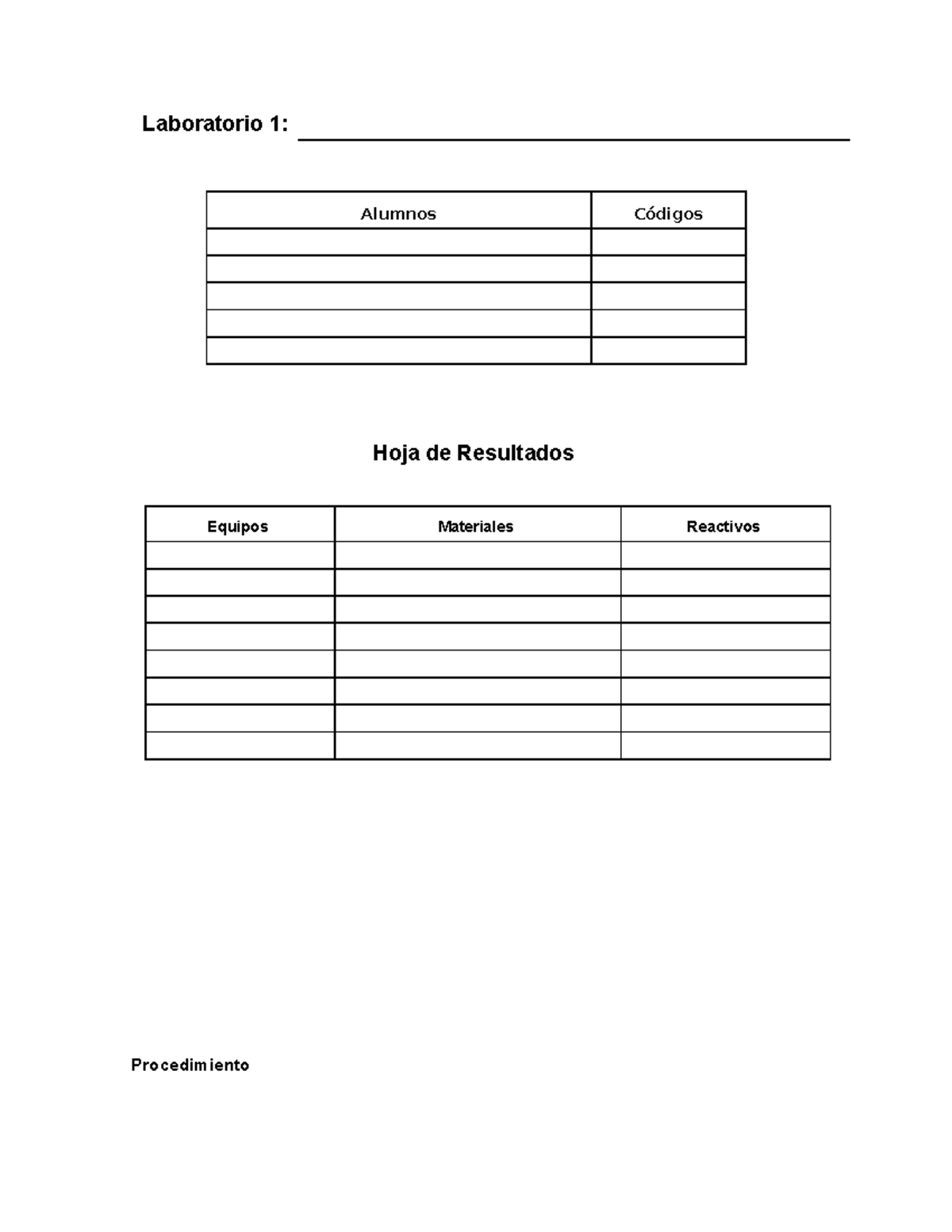 Hoja de reporte - LAB UTP - Laboratorio 1: Hoja de Resultados Equipos ...