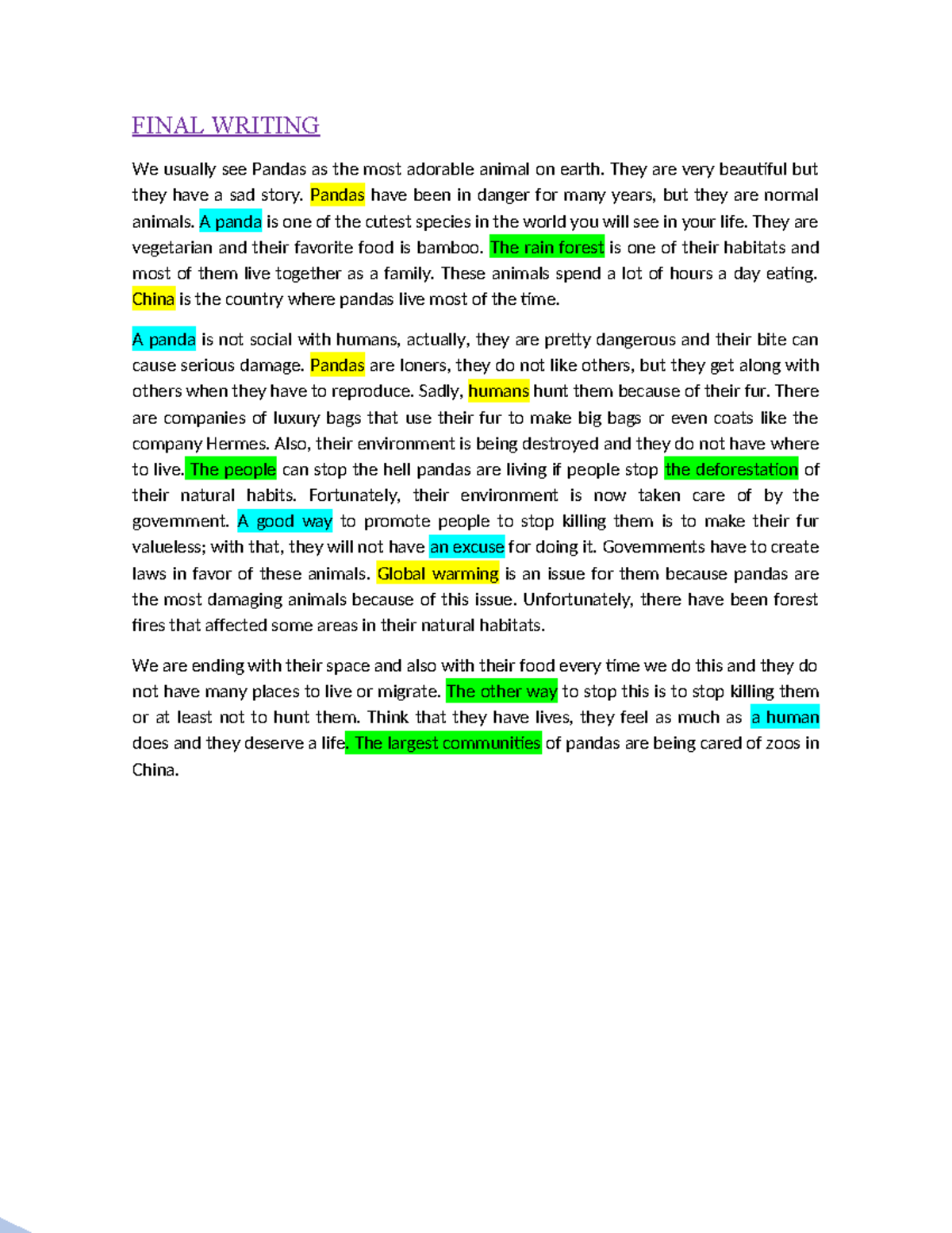 Portafolio - FINAL WRITING We usually see Pandas as the most adorable ...