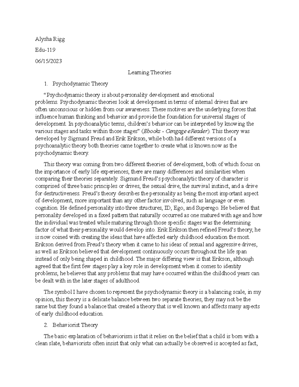 8 theories - EDU-119 - EDU545 - SNHU - Studocu