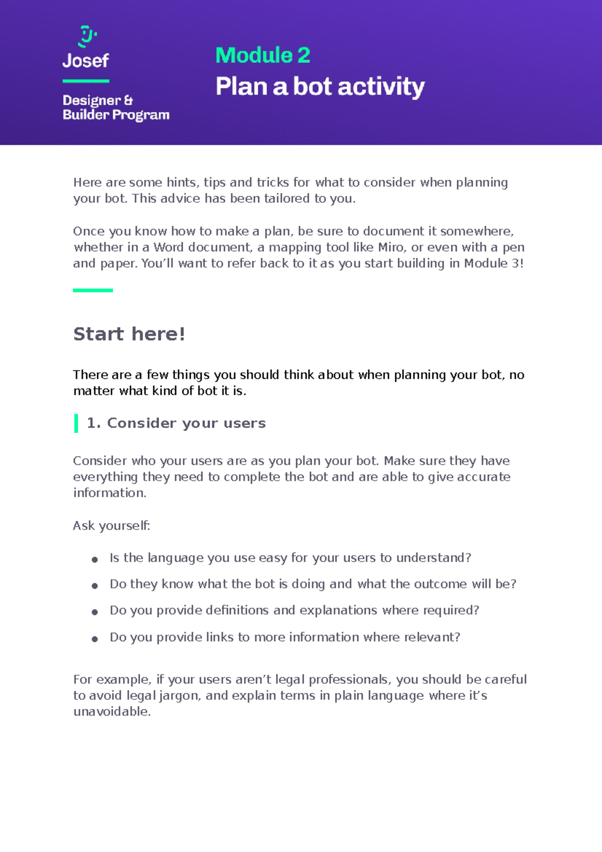Tailored bot planning guide - N2205 - Studocu