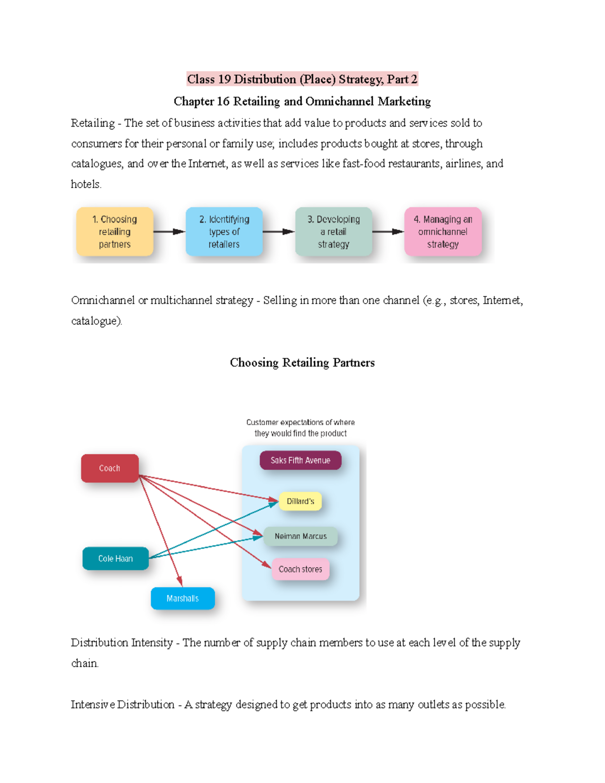 Class 19 COMM 296 Post Mid-Term Notes - Class 19 Distribution (Place ...