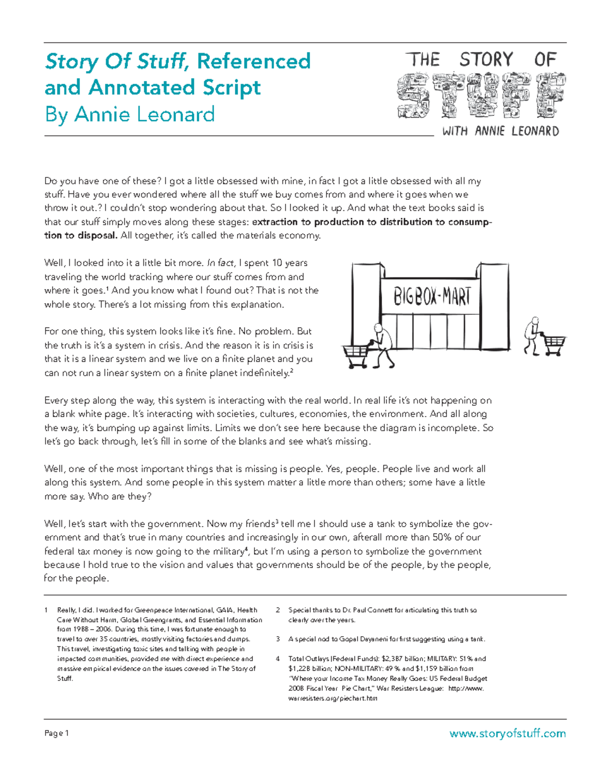 Storyof Stuff Annotated Script - Do you have one of these? I got a ...