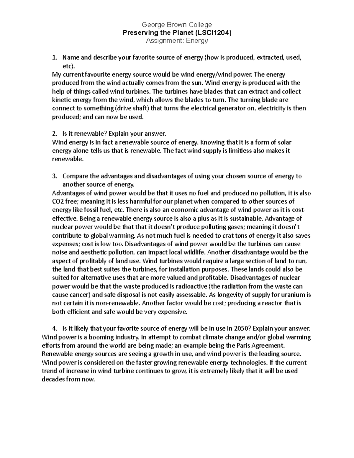 Energy - A follow up to the weeks lecture, fossil fuels, this ...