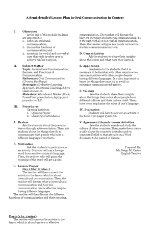 Lesson Plan Module 2 - Oral Communication in Context First Semester ...