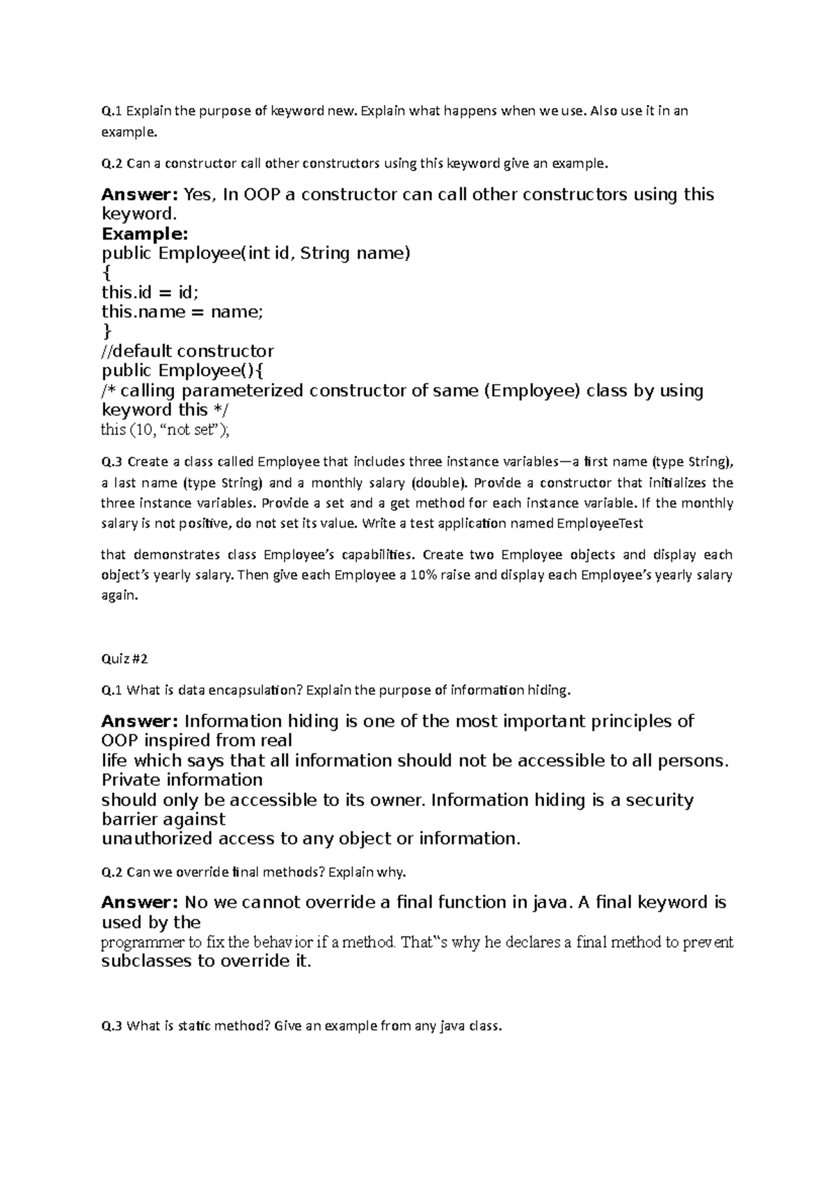 Quiz 1 for introduction to computing contains mcqs and short questions ...