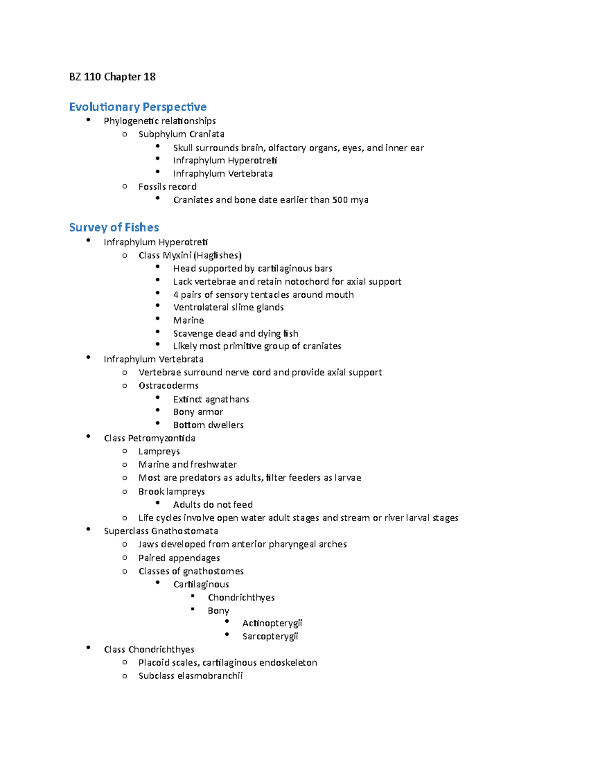 BZ 110 Chapter 18 - Animal Biology - BZ 110 Chapter 18 Evolutionary ...