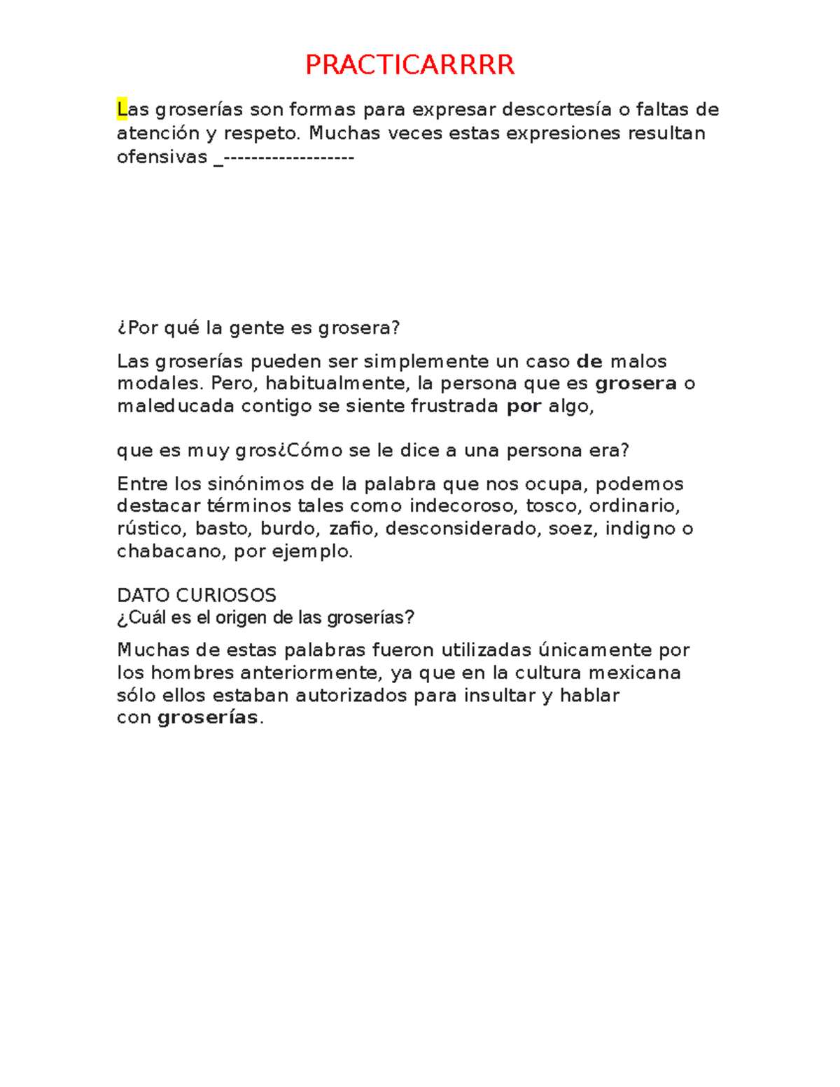 La groseria sara murillo rodriguez - PRACTICARRRR Las groserías son ...