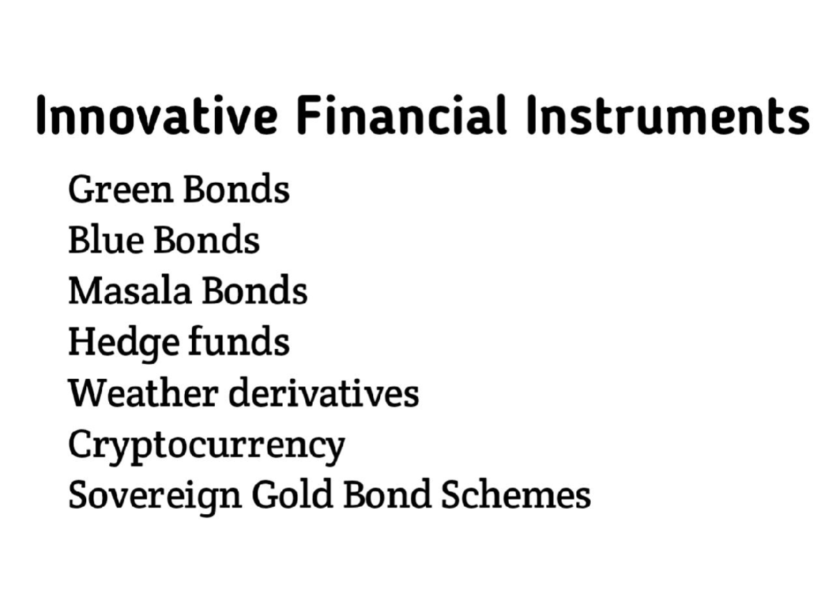 Innovative Financial Instruments - Master of commerce - Studocu