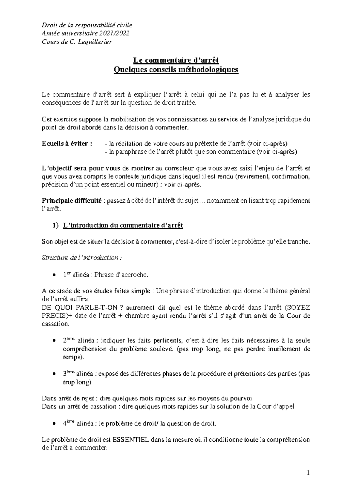 Conseils m Ã©thodologiques commentaire darr Ãªt - Année universitaire 2021/ Cours de C ...