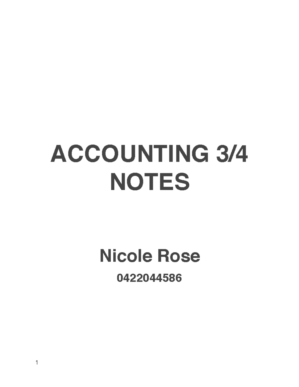 Accounting Notes - PDF - ACCOUNTING 3/ NOTES Nicole Rose 0422044586 ...
