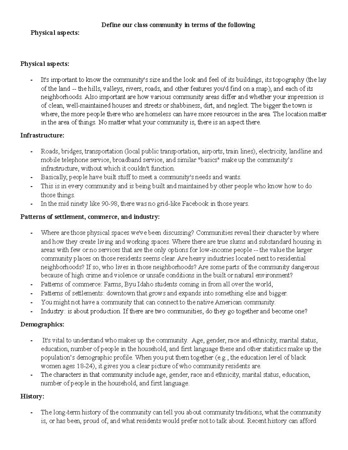 Defining class community with brother roberts notes - Define our class ...