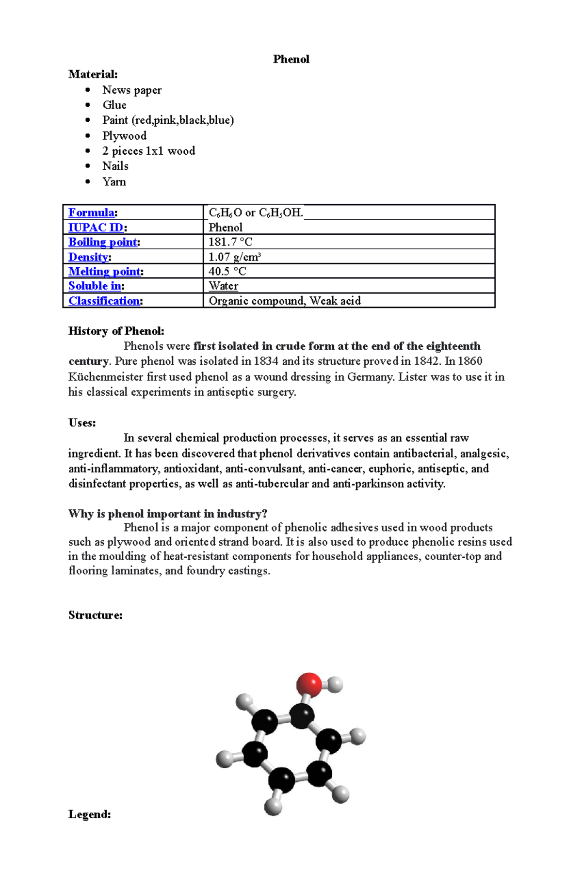 Phenol - this info is only uploaded to become a basis on your activity ...