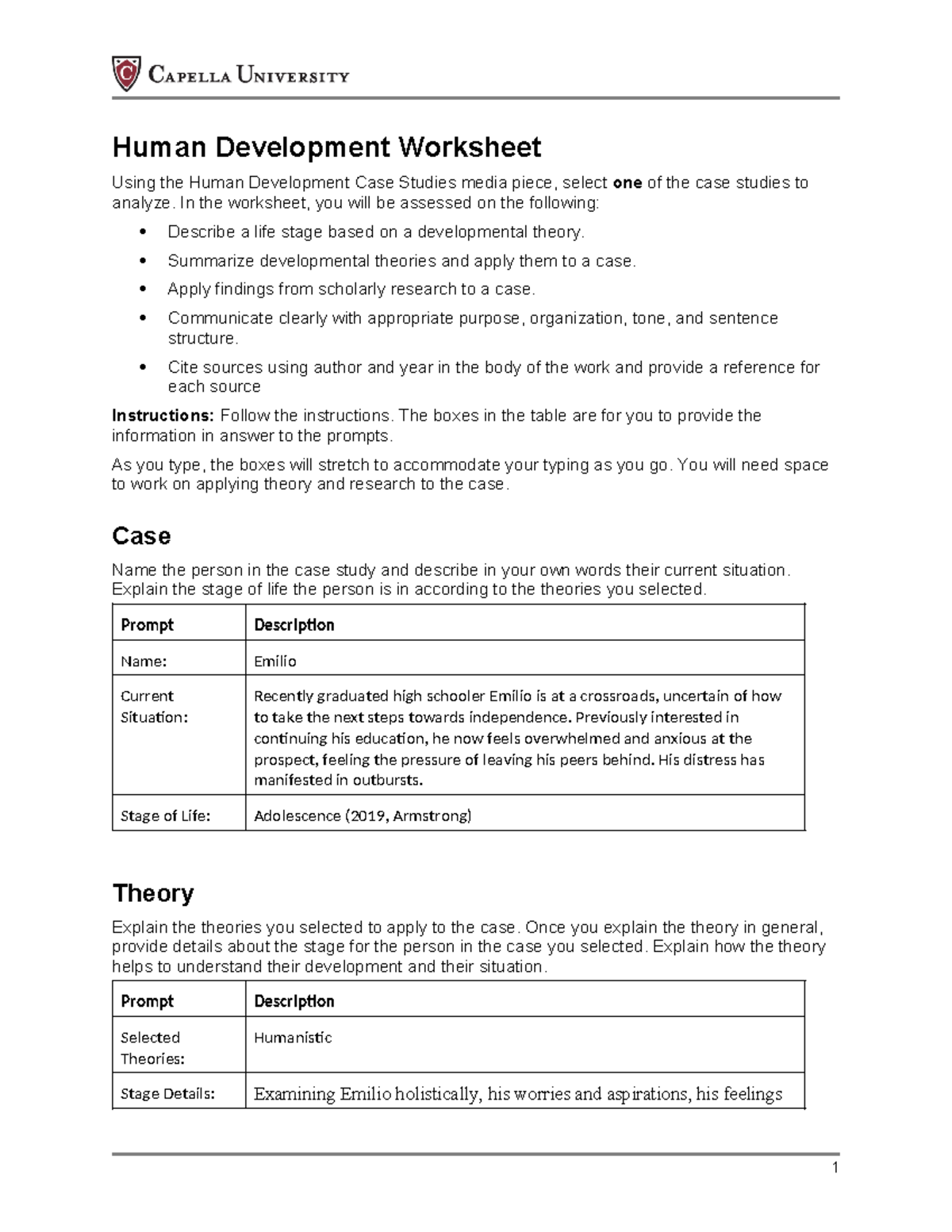 Cf human development worksheet - Human Development Worksheet Using the Human Development Case ...