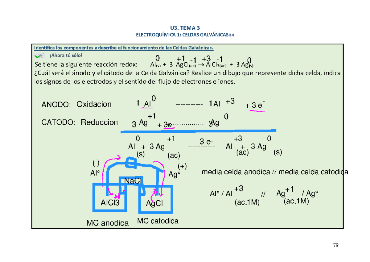12 electroquimica 1 repaso - U 3. TEMA 3 ELECTROQUÍMICA 1 : CELDAS GALVÁNICASH Identifica los ...