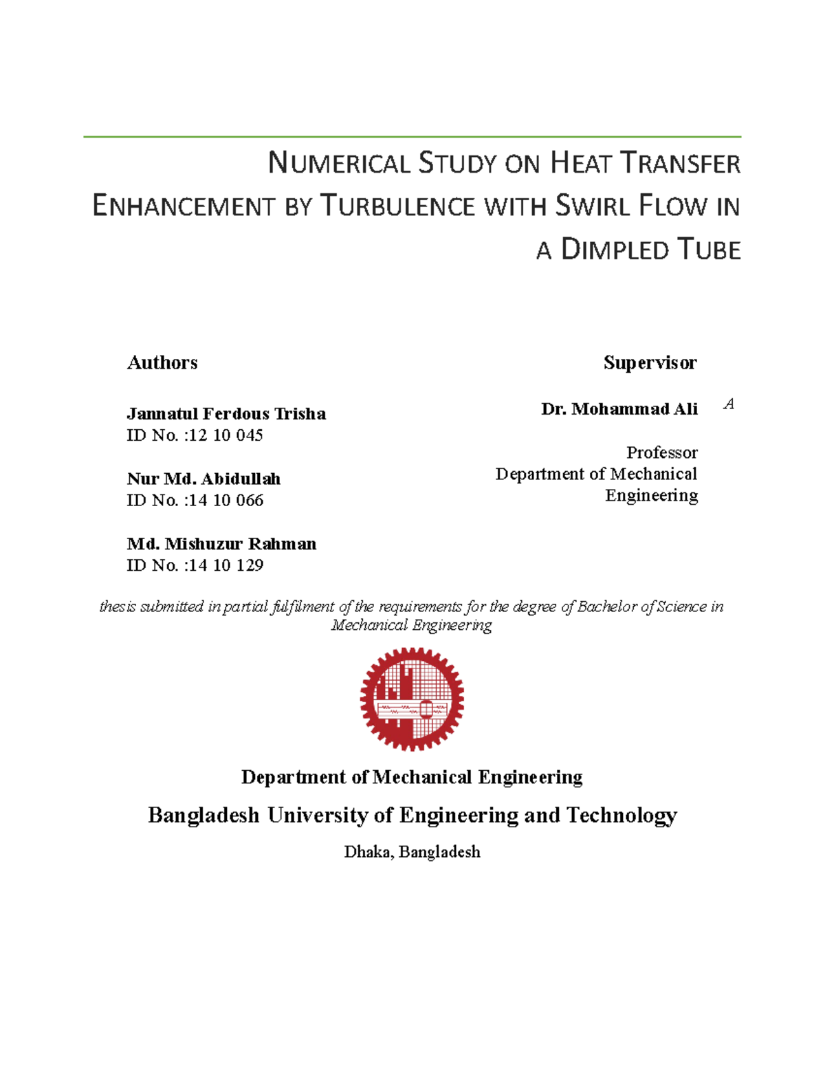 My-Thesis - Heat Transfer Enhancement - NUMERICAL STUDY ON HEAT ...