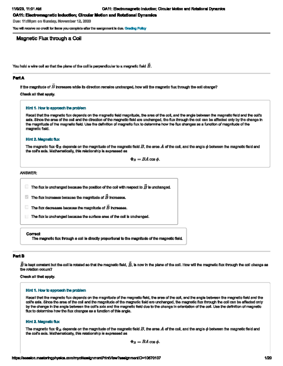 Week 12 Mastering Physics (Ans Key) - PH1011 - Studocu