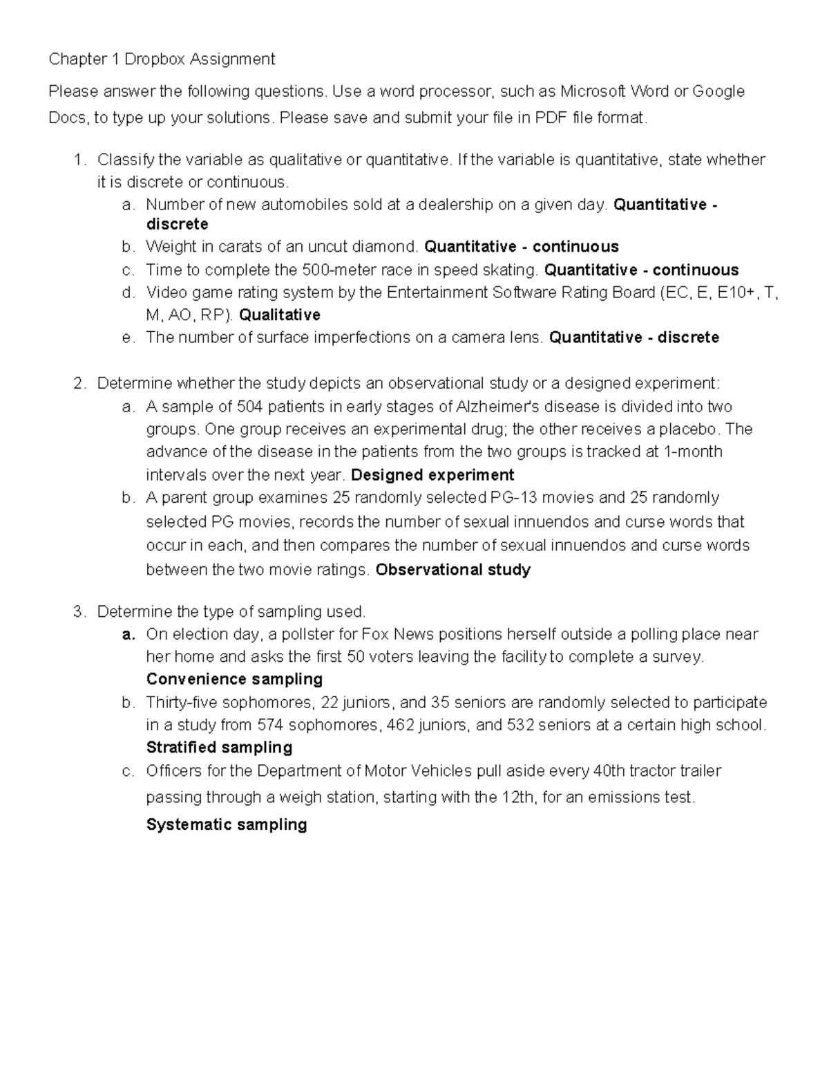 Assignment 1 - Chapter 1 Dropbox Assignment Please answer the following ...