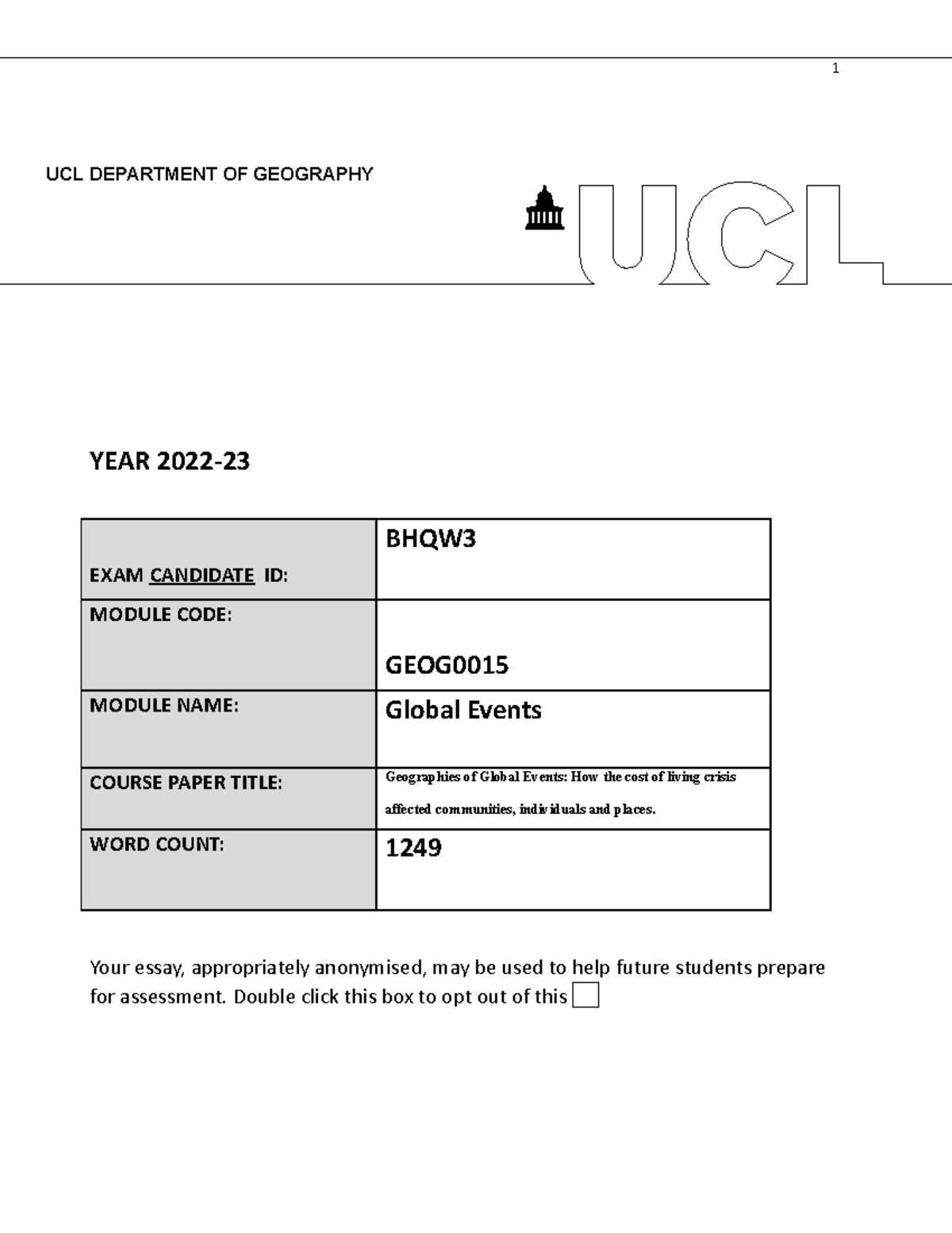 BHQW3- Cost of Living Crisis - UCL DEPARTMENT OF GEOGRAPHY YEAR 2022 ...